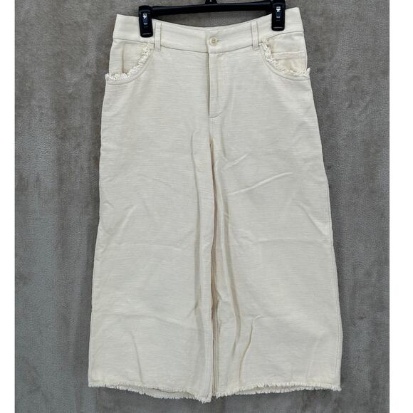 Arjé | Jeans | Arje Jeans Women 6 Antique Ivory Wide Leg Crop Boho ...